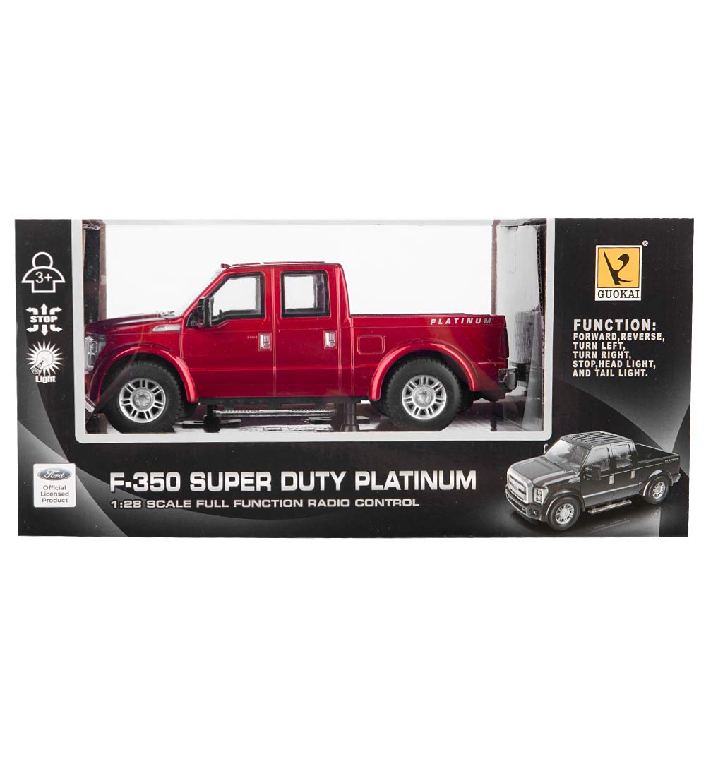 Liberty Imports RC Ford F-350 Super Duty Toy Pickup Truck, Officially Licensed Full Function R/C Radio Remote Control Car Genuine 1:28 Scale Vehicle (Red)