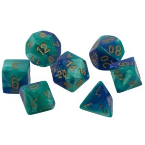 chessex chx26459 dice-gemini blue-teal/gold set