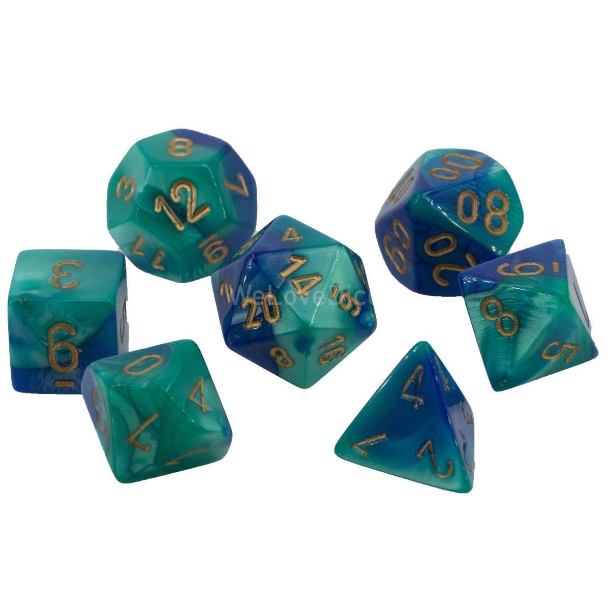 Chessex CHX26459 Dice-Gemini Blue-Teal/Gold Set