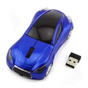 sport car shape mouse 2.4ghz wireless optical gaming mice 3 buttons dpi 1600 mouse for pc laptop computer (blue)