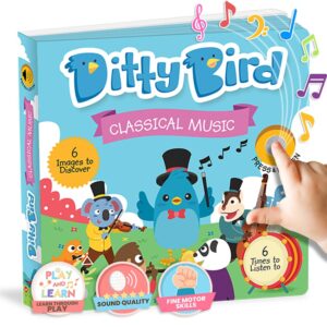 ditty bird musical books for toddlers | fun classical music & nursery rhyme book | mozart musical book | children's interactive toddler books for 1 year old to 3 year olds | sturdy baby sound books