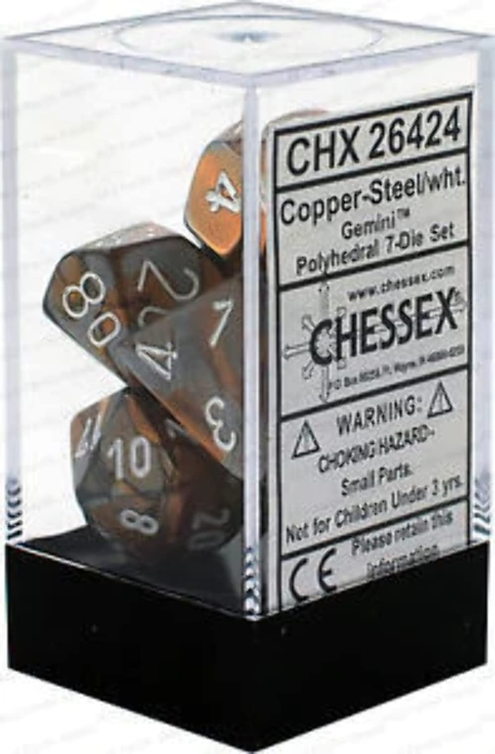 Chessex CHX26424 Dice-Gemini Copper-Steel/White Set