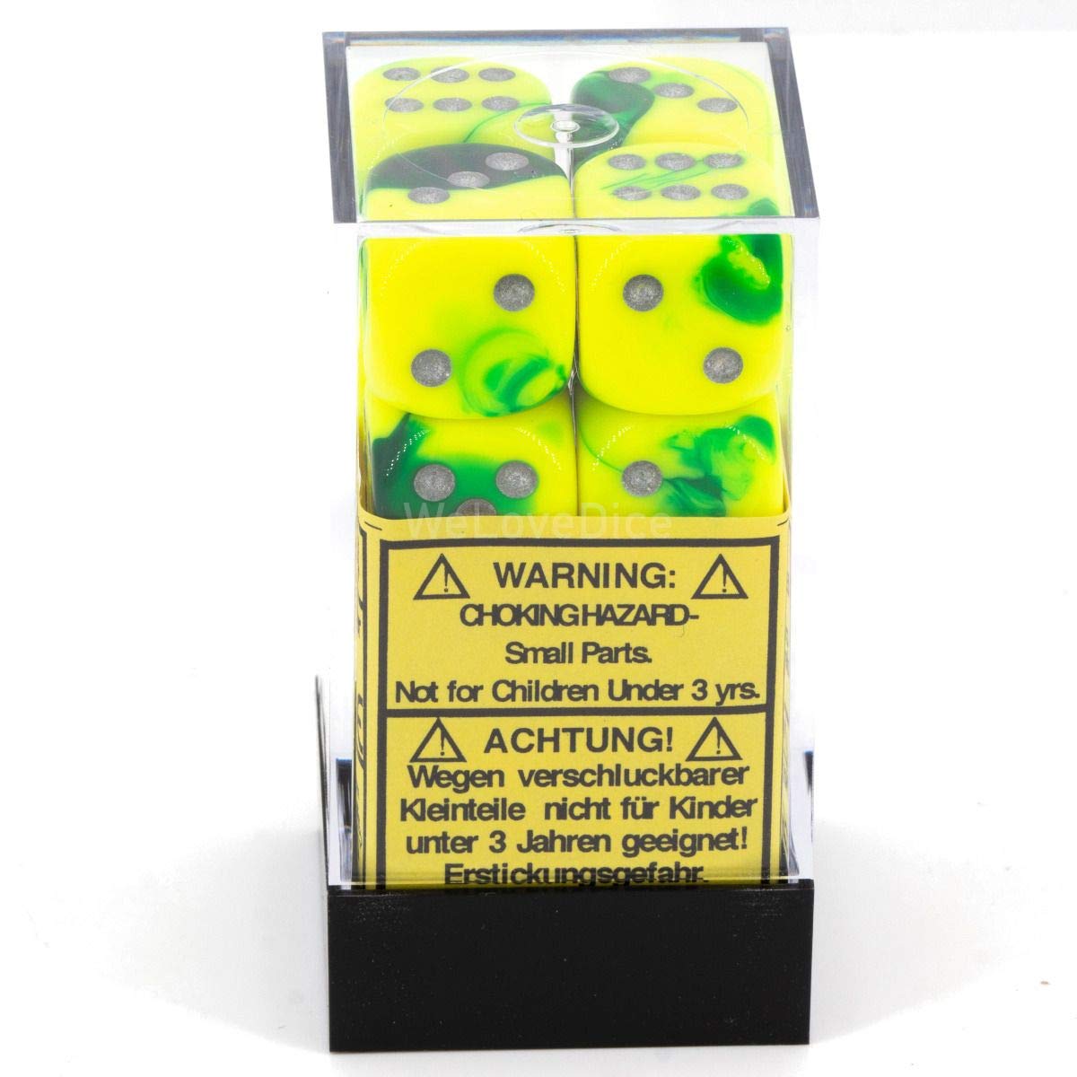 DND Dice Set-Chessex D&D Dice-16mm Gemini Green, Yellow, and Silver Plastic Polyhedral Dice Set-Dungeons and Dragons Dice Includes 12 Dice – D6, Various (CHX26654)