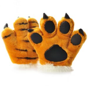 1 pairs cute simulation tiger paw plush toy tiger paw plush gloves orange