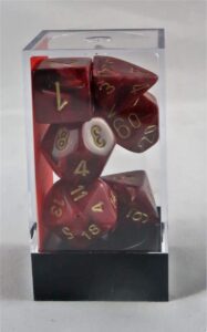 chessex chx27434 dice - vortex: 7pc burgundy/gold