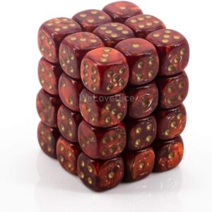 Chessex DND Dice Set-Chessex D&D Dice-12mm Scarab Scarlet and Gold Plastic Polyhedral Dice Set-Dungeons and Dragons Dice ludes 36 Dice – D6, Various (CHX27814)