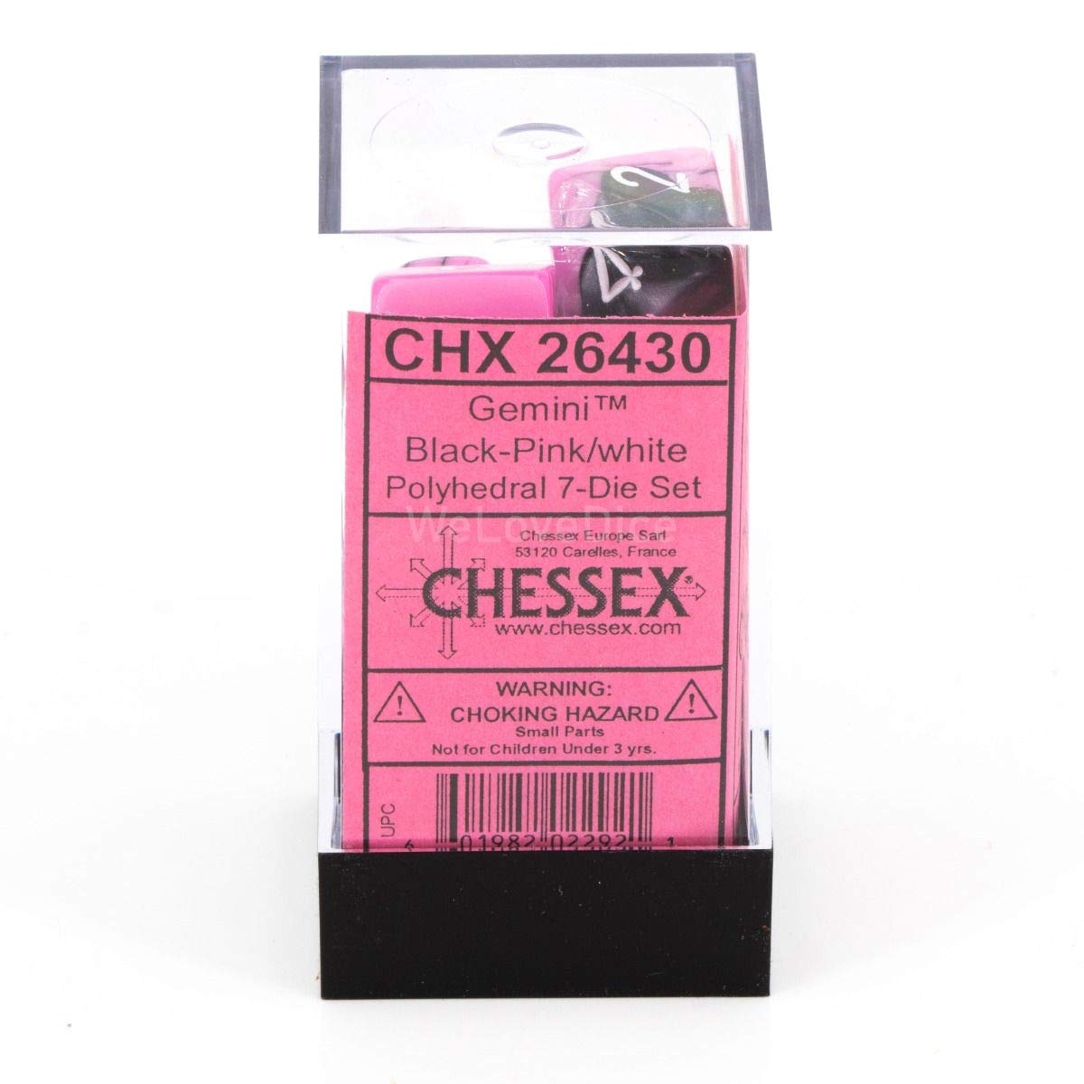 Chessex GeminiT Polyhedral 7-Die Set, Black/Pink/White,26430CHX