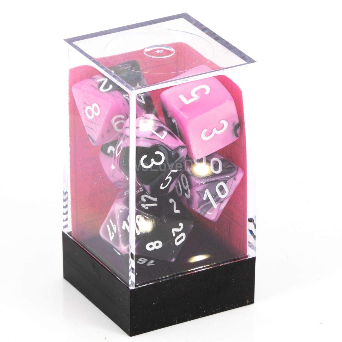 Chessex GeminiT Polyhedral 7-Die Set, Black/Pink/White,26430CHX