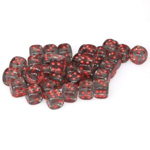 Chessex D6 12mm Smoke w/Red (36) (CHX 23818)