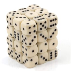 chessex chx25800 dice-opaque: 36d6 ivory/black set