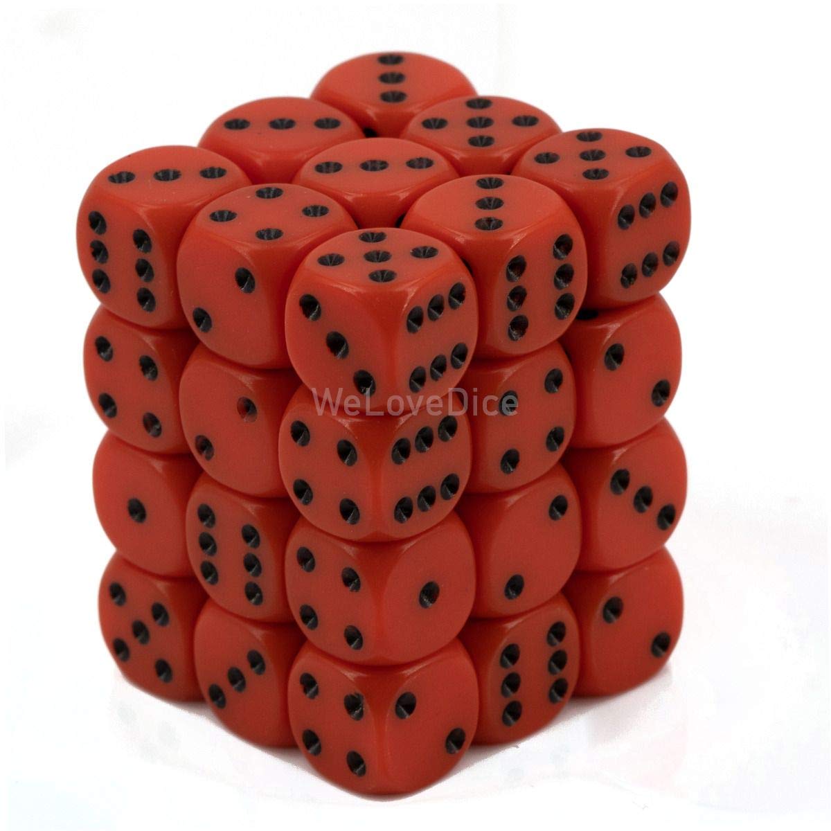 DND Dice Set-Chessex D&D Dice-12mm Opaque Orange and Black Plastic Polyhedral Dice Set-Dungeons and Dragons Dice Includes 36 Dice – D6