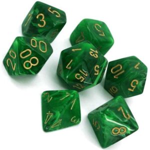 chessex chx27435 dice-vortex green/gold set