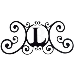 24 inch house plaque letter - wrought iron metal scrolled monogram initial letter home door wall hanging art decor family name last name letter sign (l, 24 x 11 inches,thick 2mm) christmas gift