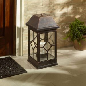 smart solar 3938kr1 san felipe solar lantern, battery powered, bronze