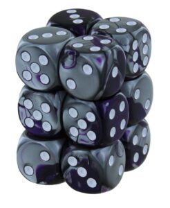 dnd dice set-chessex d&d dice-16mm gemini purple, steel, and white plastic polyhedral dice set-dungeons and dragons dice includes 12 dice – d6