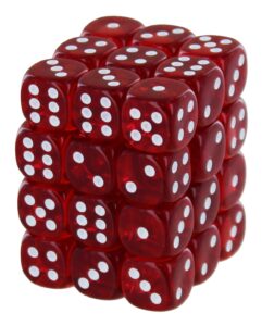 chessex dnd dice set-chessex d&d dice-12mm translucent red and white plastic polyhedral dice set-dungeons and dragons dice includes 36 dice – d6, various (chx23804)