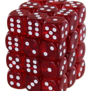 Chessex DND Dice Set-Chessex D&D Dice-12mm Translucent Red and White Plastic Polyhedral Dice Set-Dungeons and Dragons Dice Includes 36 Dice – D6, Various (CHX23804)