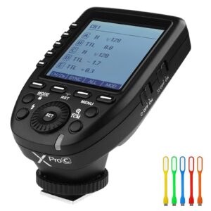 godox xpro-c e-ttl high speed sync 1/8000s 2.4g wireless x system flash trigger transmitter compatible for canon cameras, 11 customizable, 5 group 4 function buttons offer convenient manipulation