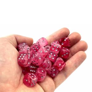 DND Dice Set-Chessex D&D Dice-12mm Ghostly Glow Pink and Silver Polyhedral Dice Set-Dungeons and Dragons Dice Includes 36 Dice – D6 (CHX27924)