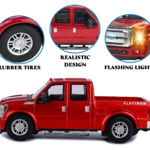 Liberty Imports RC Ford F-350 Super Duty Toy Pickup Truck, Officially Licensed Full Function R/C Radio Remote Control Car Genuine 1:28 Scale Vehicle (Red)