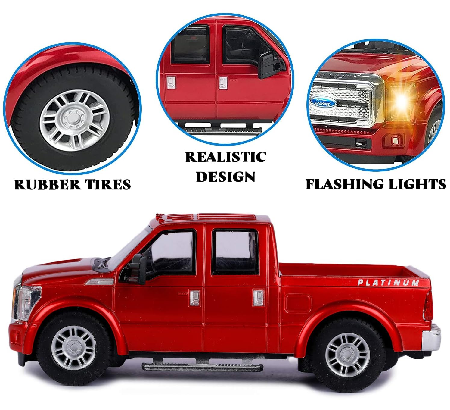 Liberty Imports RC Ford F-350 Super Duty Toy Pickup Truck, Officially Licensed Full Function R/C Radio Remote Control Car Genuine 1:28 Scale Vehicle (Red)