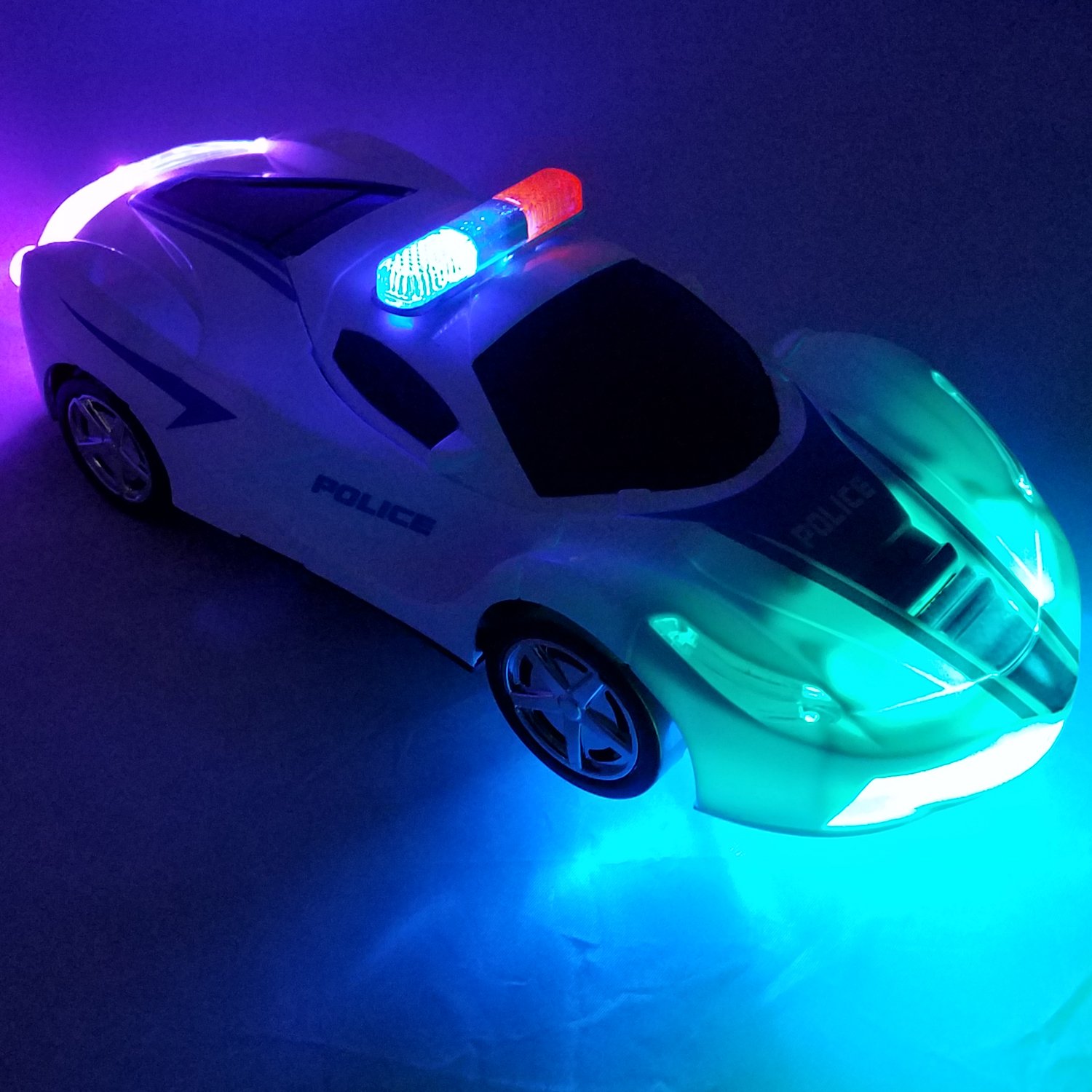 Battery Operated Bump and Go Transforming Toys for Kids -Auto Transforming Auto Robots Action Figure and Toy Vehicles - Realistic Engine Sounds & Beautiful Flash Lights (White Police Car)