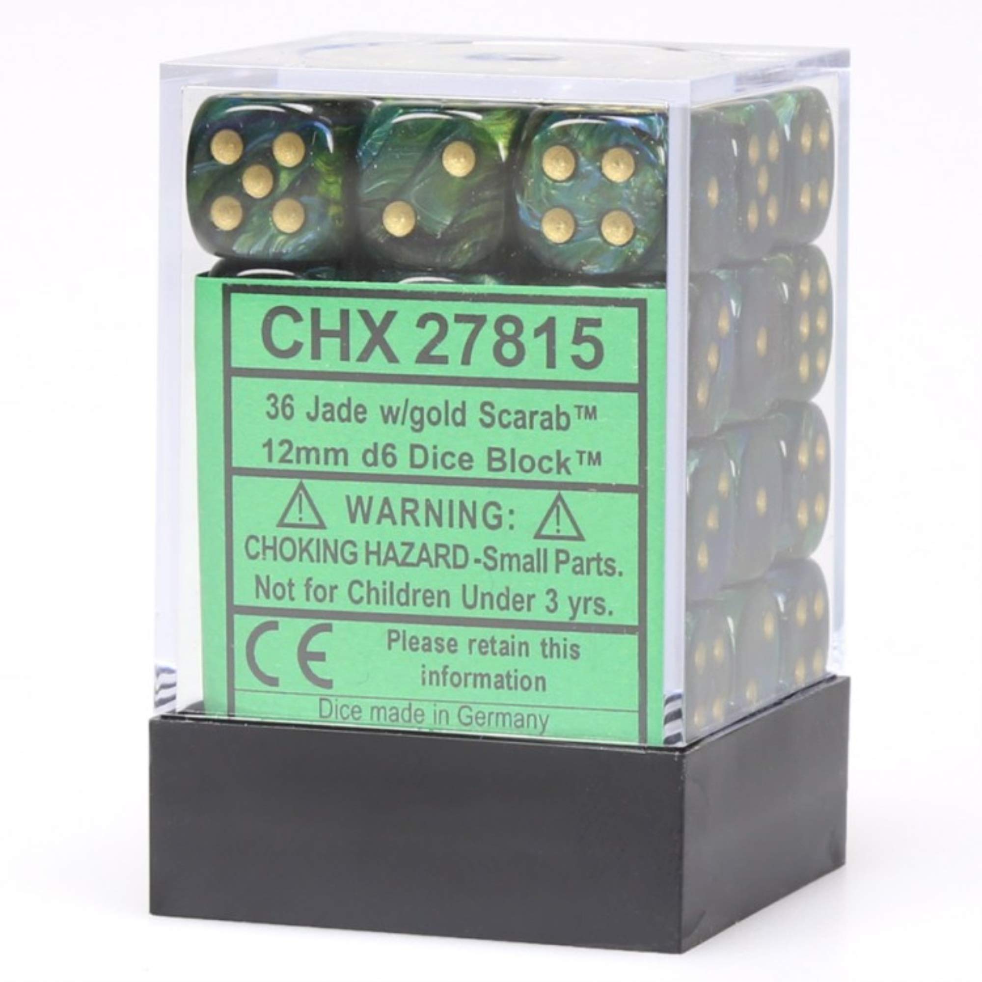 Chessex Dice DND Dice Set-Chessex D&D Dice-12mm Scarab Jade and Gold Plastic Polyhedral Dice Set-Dungeons and Dragons Dice Includes 36 Dice – D6, Various (CHX27815)