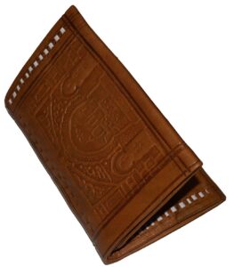 treasures of morocco handmade moroccan by-fold leather wallet large vintage exquisite handy brown