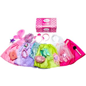 Girls Dress up Trunk Princess,Mermaid,Bride,Pop Star, Ballerina,Fairy Costume Set for Little Girls Toddler 3-6yrs