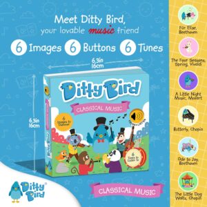 Ditty Bird Musical Books for Toddlers | Fun Classical Music & Nursery Rhyme Book | Mozart Musical Book | Children's Interactive Toddler Books for 1 Year Old to 3 Year Olds | Sturdy Baby Sound Books