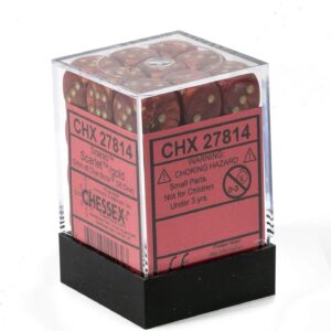 Chessex DND Dice Set-Chessex D&D Dice-12mm Scarab Scarlet and Gold Plastic Polyhedral Dice Set-Dungeons and Dragons Dice ludes 36 Dice – D6, Various (CHX27814)