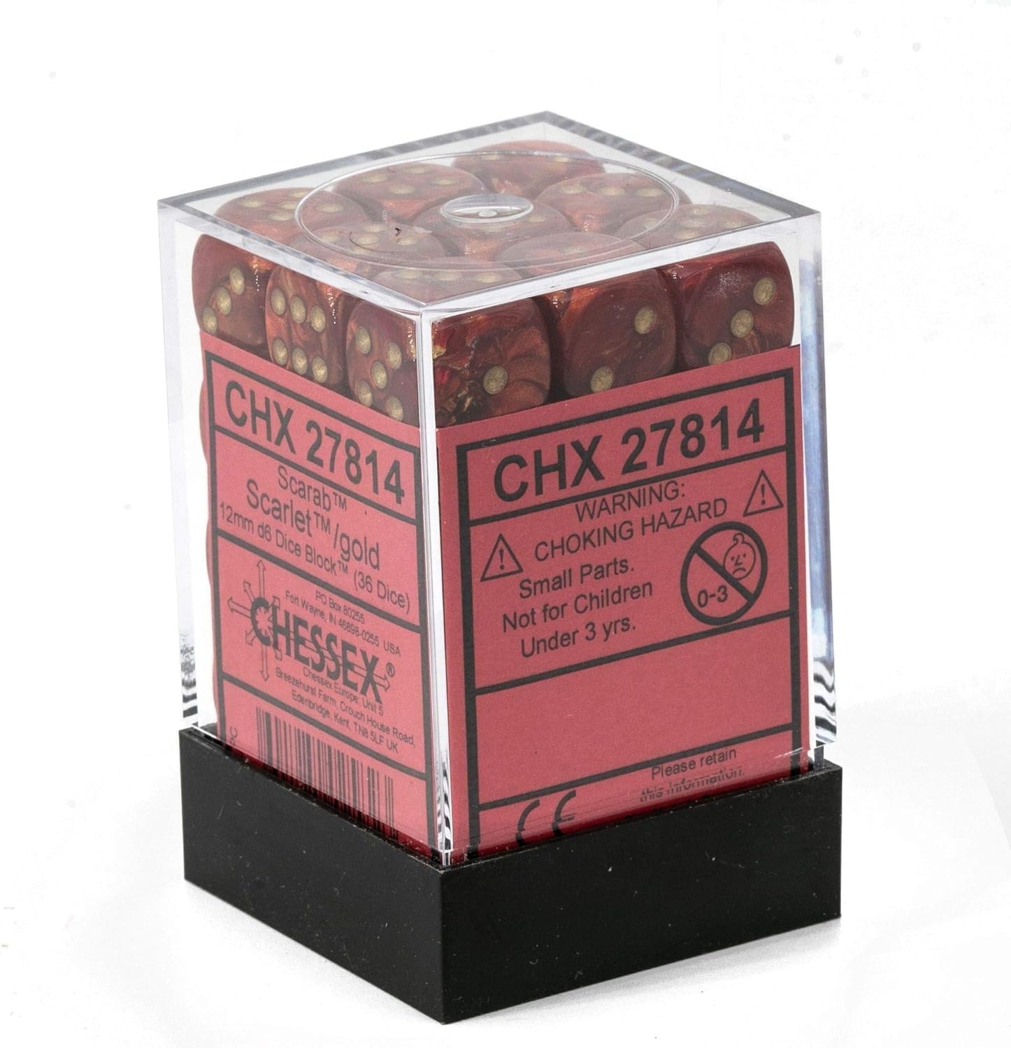 Chessex DND Dice Set-Chessex D&D Dice-12mm Scarab Scarlet and Gold Plastic Polyhedral Dice Set-Dungeons and Dragons Dice ludes 36 Dice – D6, Various (CHX27814)