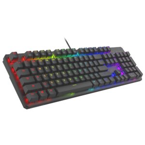 tecware phantom 104 key full size rgb mechanical gaming keyboard with numpad, led backlit, typewriter sound, clicky switch, outemu blue