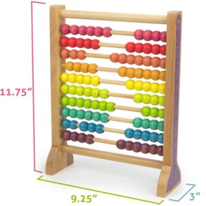 Imagination Generation Wooden Abacus Classic Counting Tool, Counting Frame Educational Toy with 100 Colorful Beads