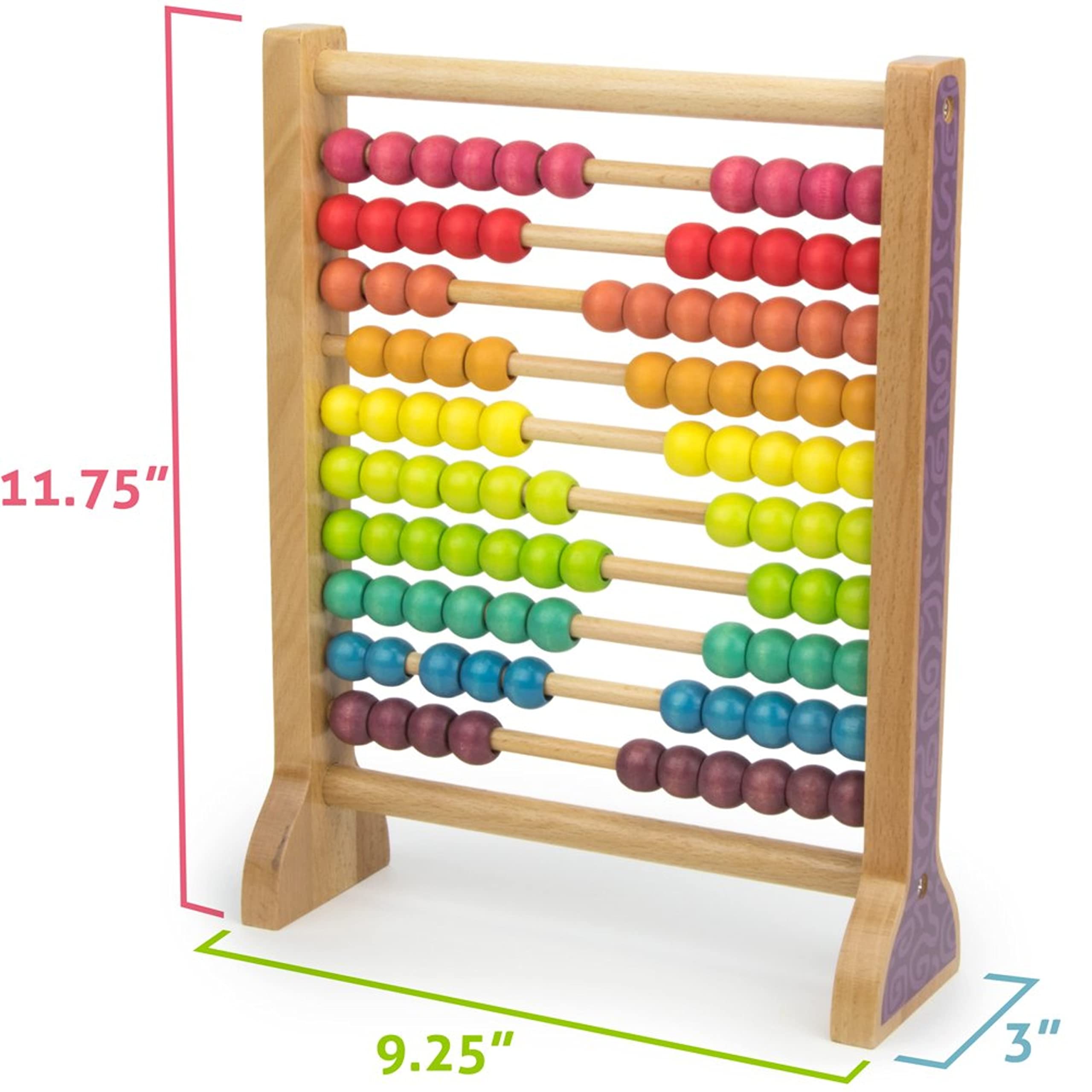 Imagination Generation Wooden Abacus Classic Counting Tool, Counting Frame Educational Toy with 100 Colorful Beads