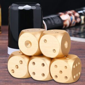 VGEBY Dices Box Set with 5Pcs Dice Table Game Set Entertainment Toy Gambling Dice Christmas Party Gifts(Gold- Box) Gold Dice Black And Gold Dice