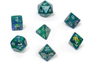 chessex chx27445 dice-festive green/silver set