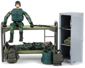 click n' play military life living quarters bunk bed - 14 piece army toys play set with accessories