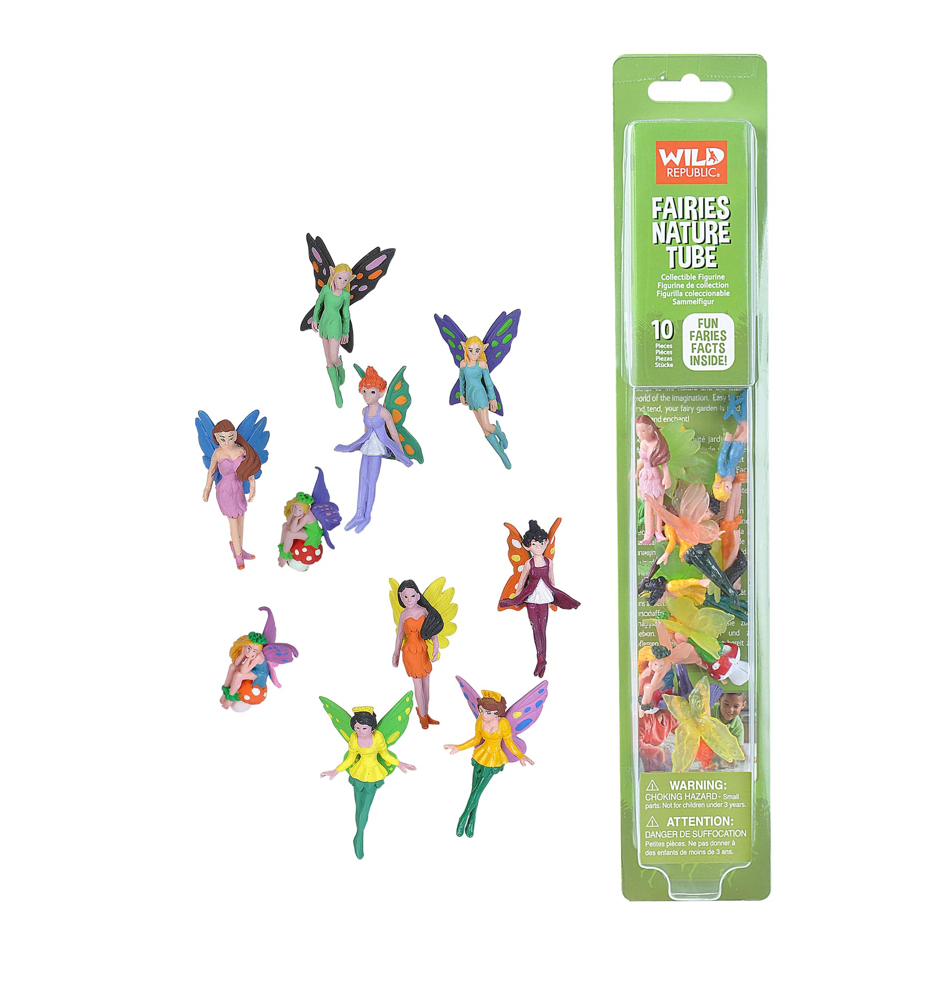 Wild Republic Fairy Figurines Tube, Fairy Toys, Ten Fairy Figures with Five Different Poses All with Different Hair and Outfit Colors , 10 Piece Set