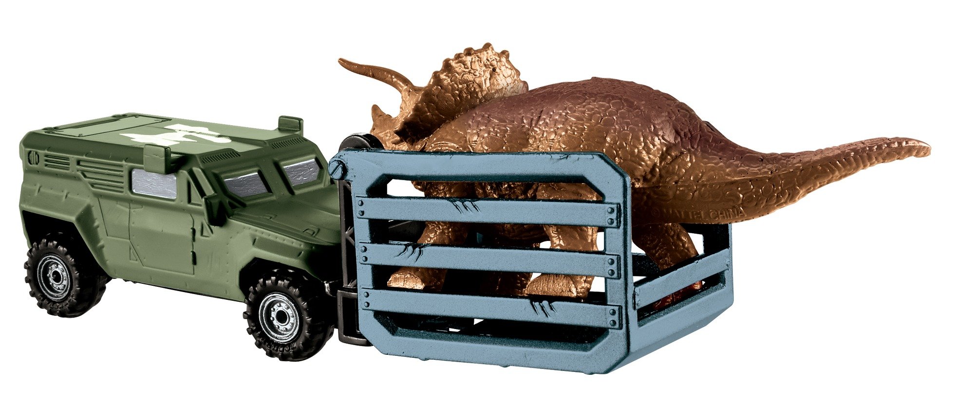 MATCHBOX JURASSIC WORLD DINO TRANSPORTERS TRICERA-TRACKER Vehicle and figure