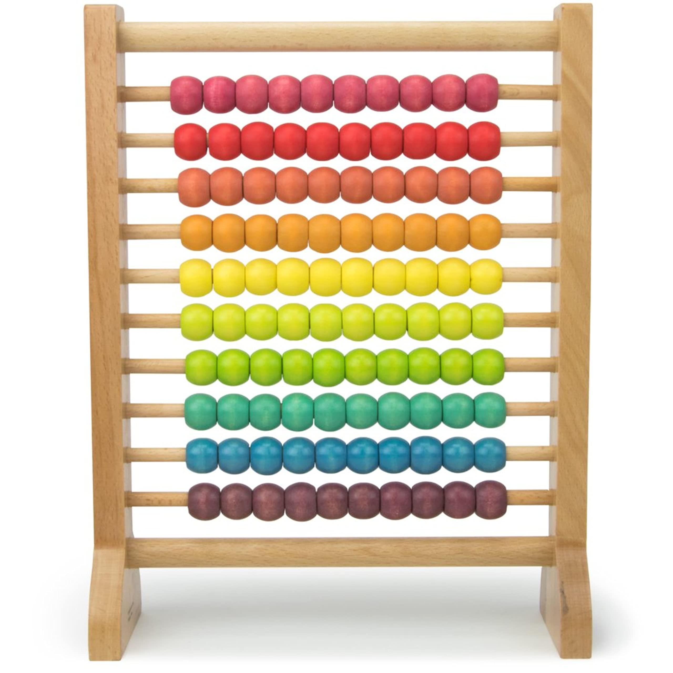 Imagination Generation Wooden Abacus Classic Counting Tool, Counting Frame Educational Toy with 100 Colorful Beads