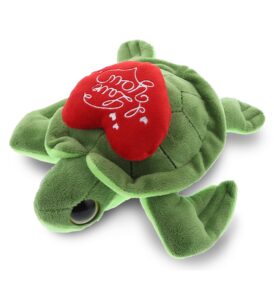 dollibu i love you valentine plush big eye sea turtle - cute turtle stuffed animal with red heart and name personalization gift for valentines day, birthday, anniversary, romantic date - 6 inches