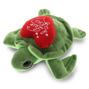 DolliBu I Love You Valentine Plush Big Eye Sea Turtle - Cute Turtle Stuffed Animal with Red Heart and Name Personalization Gift for Valentines Day, Birthday, Anniversary, Romantic Date - 6 Inches