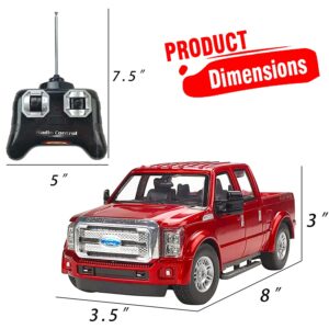 Liberty Imports RC Ford F-350 Super Duty Toy Pickup Truck, Officially Licensed Full Function R/C Radio Remote Control Car Genuine 1:28 Scale Vehicle (Red)