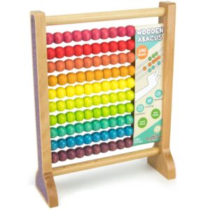 Imagination Generation Wooden Abacus Classic Counting Tool, Counting Frame Educational Toy with 100 Colorful Beads