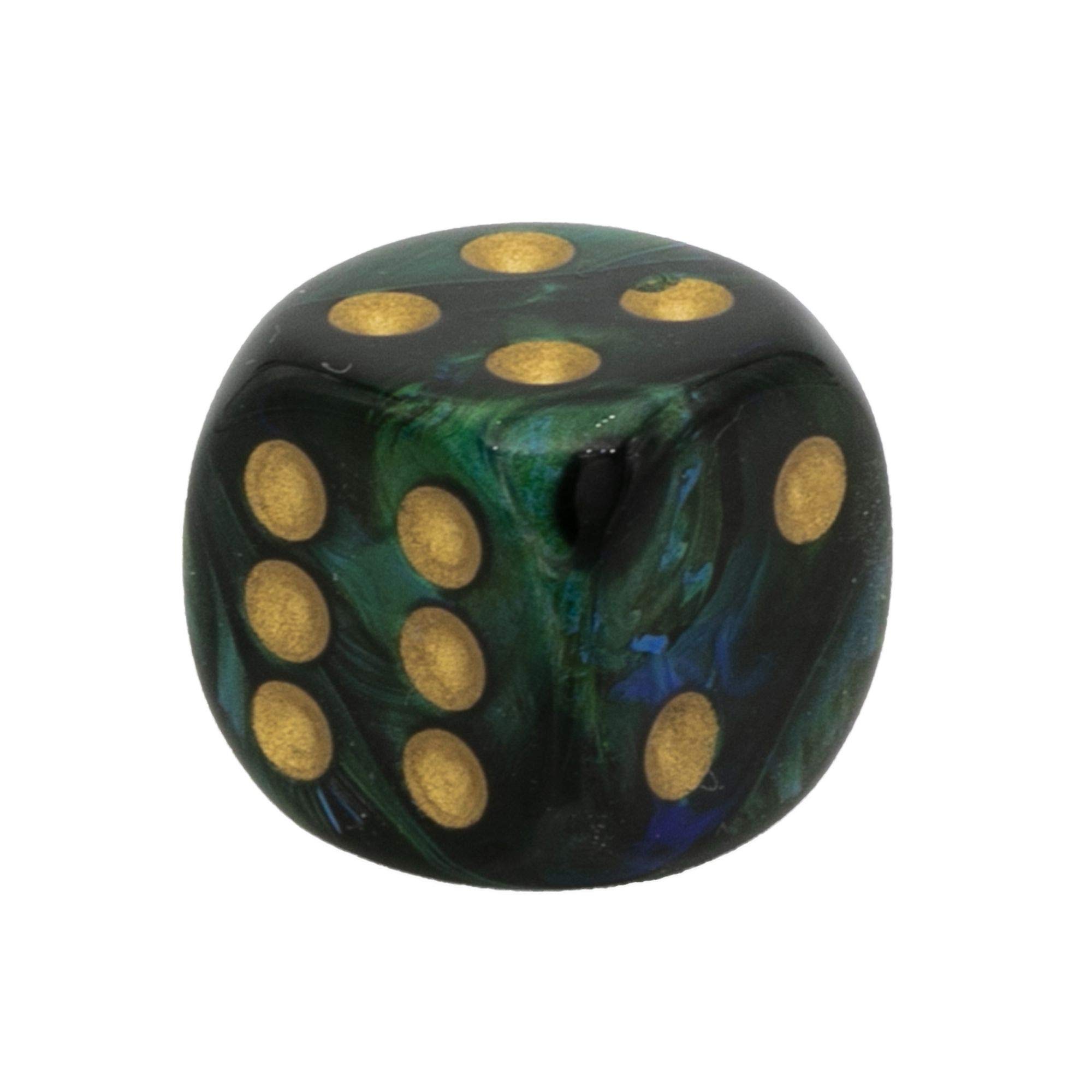 Chessex Dice DND Dice Set-Chessex D&D Dice-16mm Borealis Scarab Jade and Gold Plastic Polyhedral Dice Set-Dungeons and Dragons Dice Includes 12 Dice – D6, Various (CHX27615)