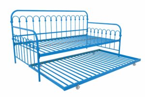 novogratz bright pop metal daybed with roll out trundle - chic, stylish, space-saving design - includes sturdy steel slats