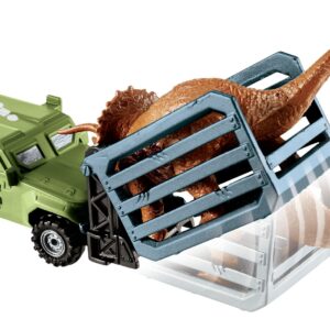 MATCHBOX JURASSIC WORLD DINO TRANSPORTERS TRICERA-TRACKER Vehicle and figure