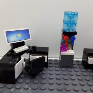 CUSTOM TOYS & HOBBIES INC Building Bricks Businessman Lawyer Full Office Setup 2 L Desks Keyboards Computers Water Cooler & Minifigure Miniature AFOL Holiday Birthday Gift for Kids