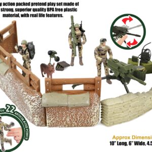 Click N' Play Military Toy Play Set | Trench Defense Unit Action Figures | 25 Pieces Army Men Toys for Boys | Military Toys for 3 Year Old Boys and Older